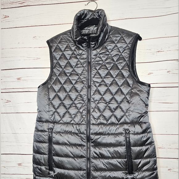 Renuar | Jackets & Coats | Renuar Silver Metallic Puffer Zip Front Vest ...